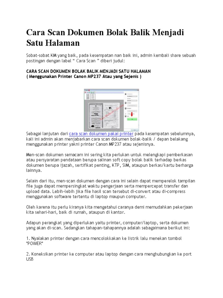 Cara Scan Dokumen Bolak Balik Menjadi Satu Halaman | PDF