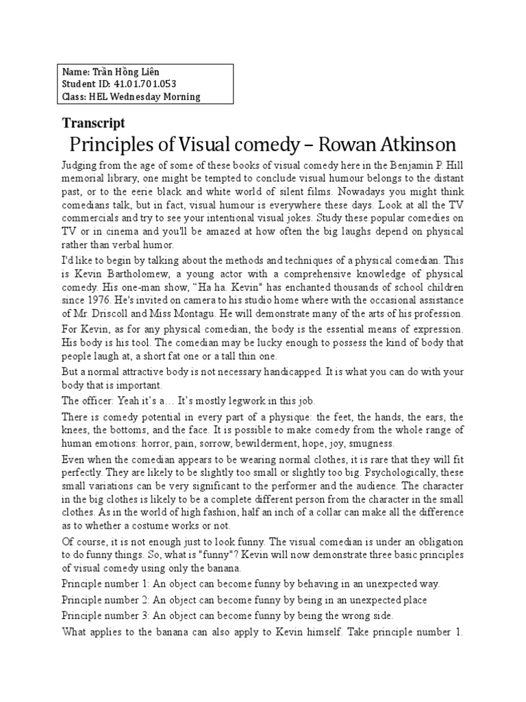 Lien - TH - Principles of Visual Comedy | PDF | Humour | Comedy