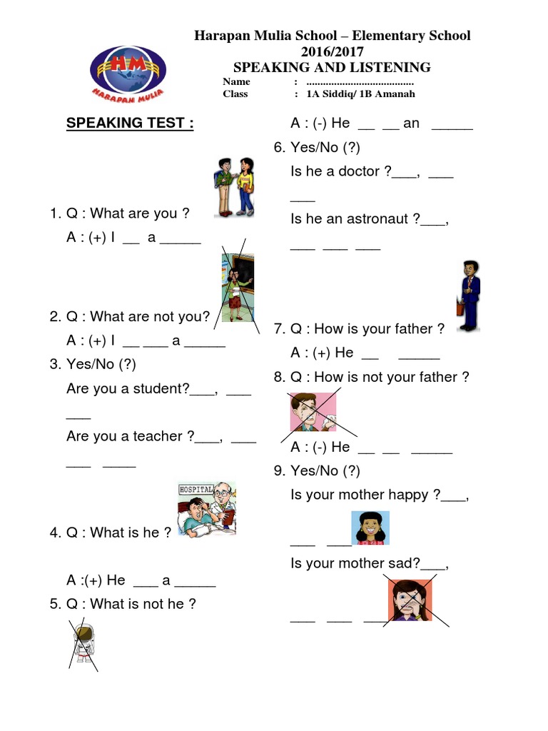 Elementary Speaking & Listening Test | PDF | Career & Growth | Wellness