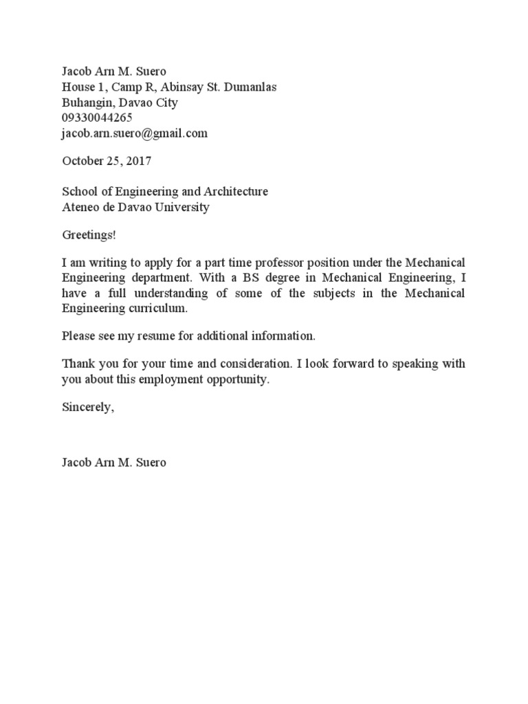 Sample Appilication Letter | PDF