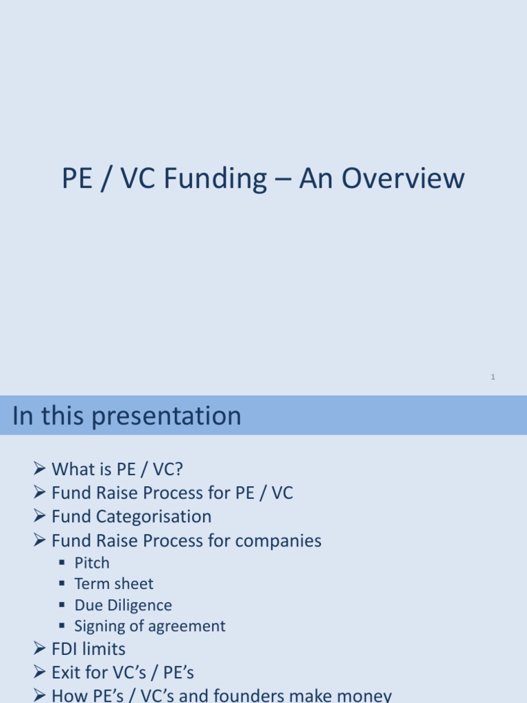 PE VC Funding an Overview | Tech Start Ups | Venture Capital