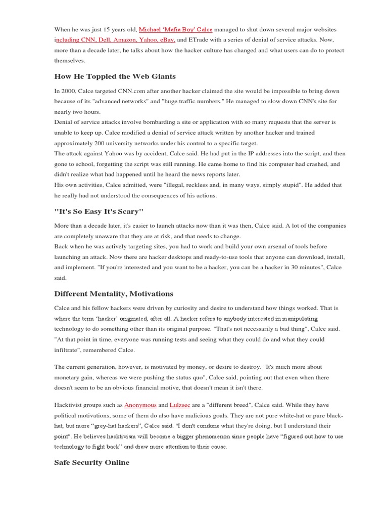 Who is MafiaBoy? The Story of Michael Calce, the Teen Hacker Who ...