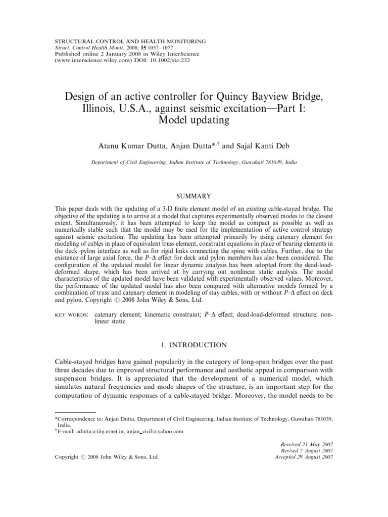 Design of An Active Controller For Quincy Bayview Bridge, Against ... Design of An Active Controller For Quincy Bayview Bridge, Against ...