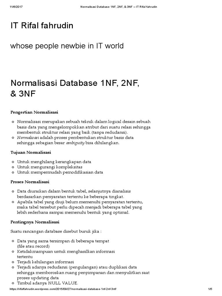 Normalisasi Database 1NF, 2NF, & 3NF | PDF | Komputer