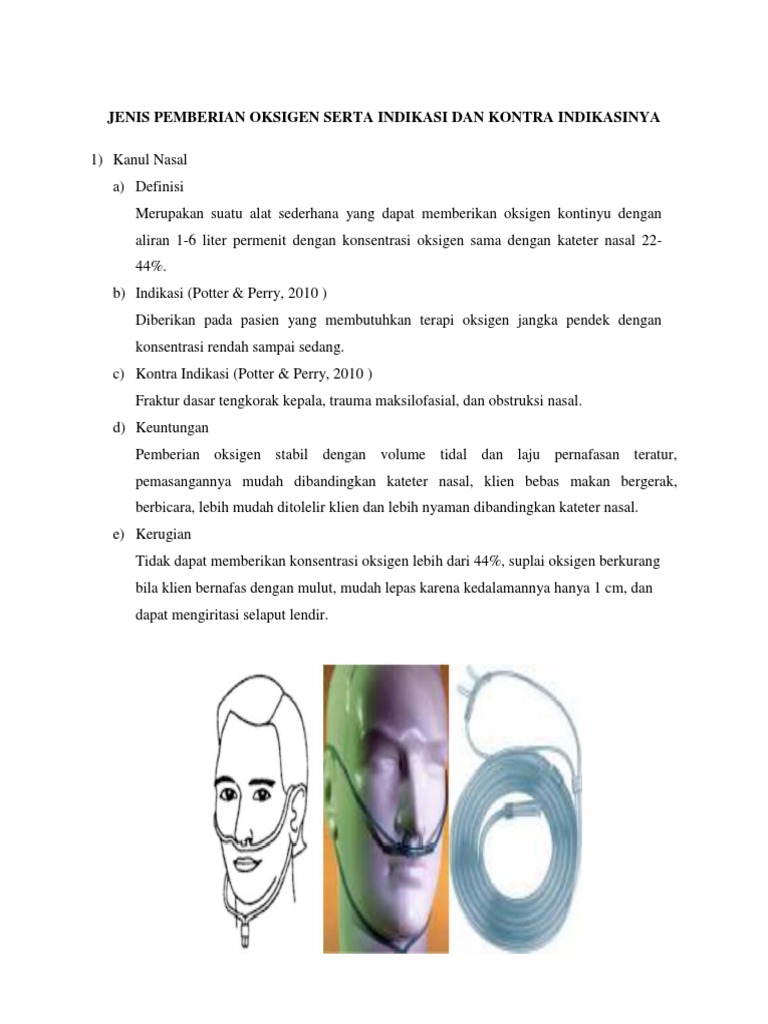 Jenis Pemberian Oksigen Dan Indikasi Pemberiannya | PDF | Sains ...