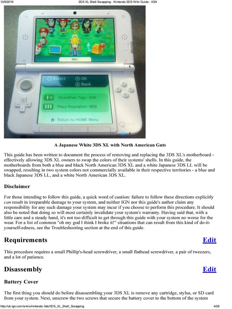 3DS XL Shell Swapping - Nintendo 3DS Wiki Guide | PDF