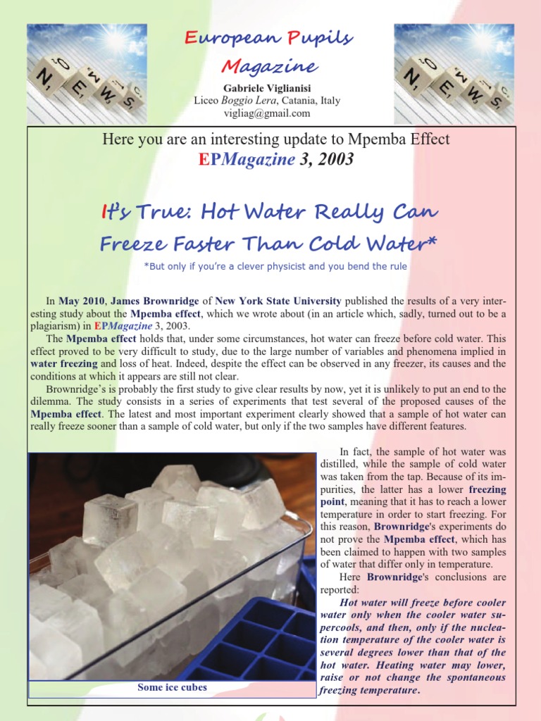 Mpemba Effect | PDF | Experiment | Physics