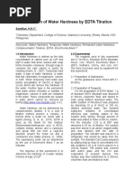 Chelometric Titration: The Determination of Water Hardness and Water ...