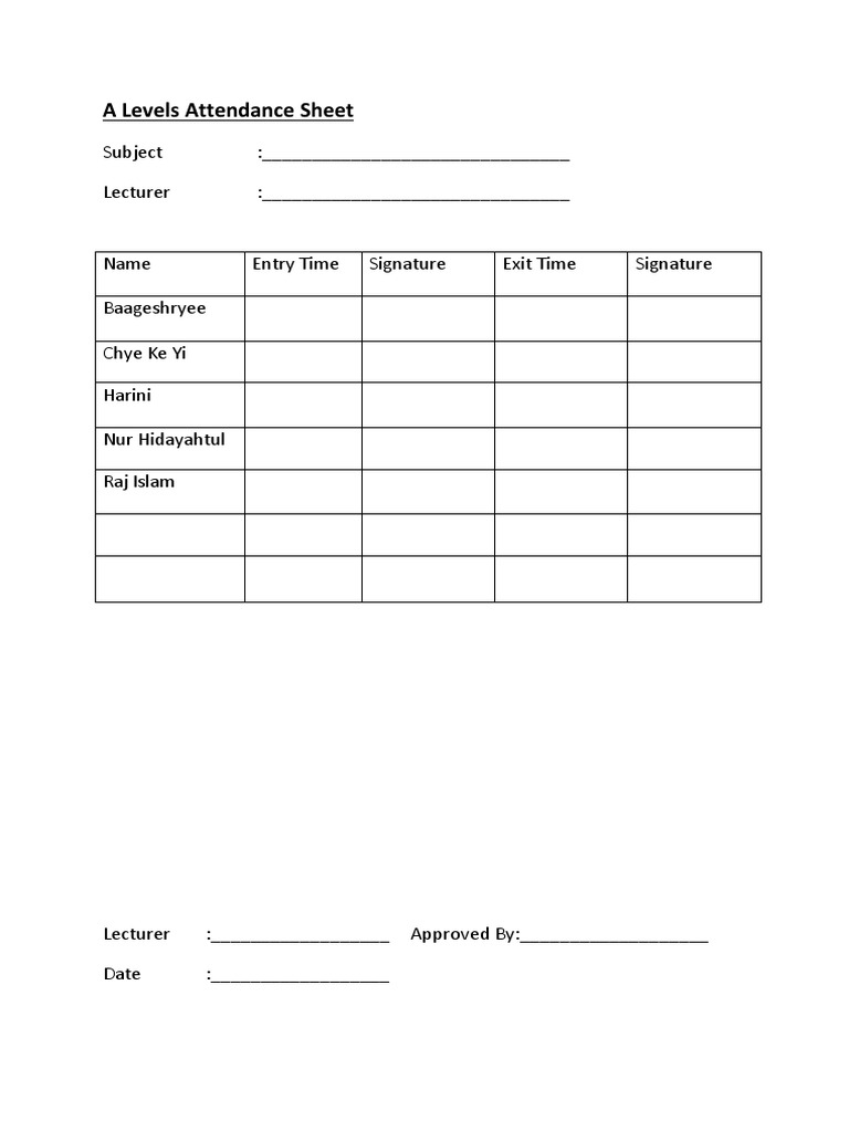 A Levels Attendance | PDF