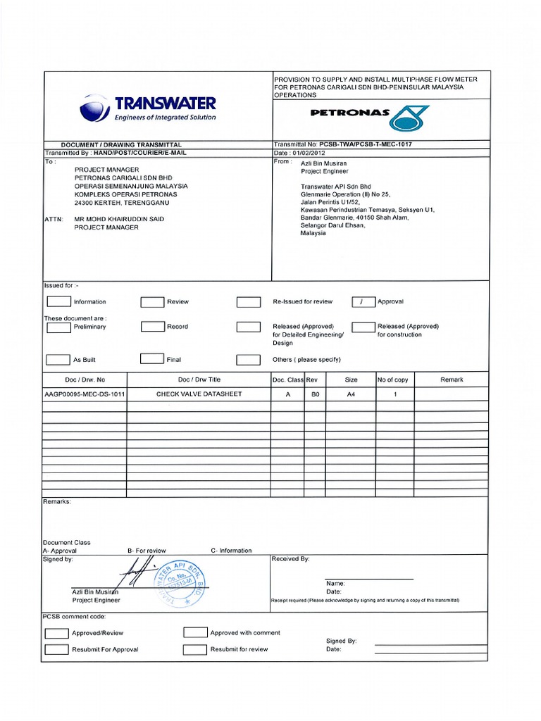 Check Valve Datasheet | PDF