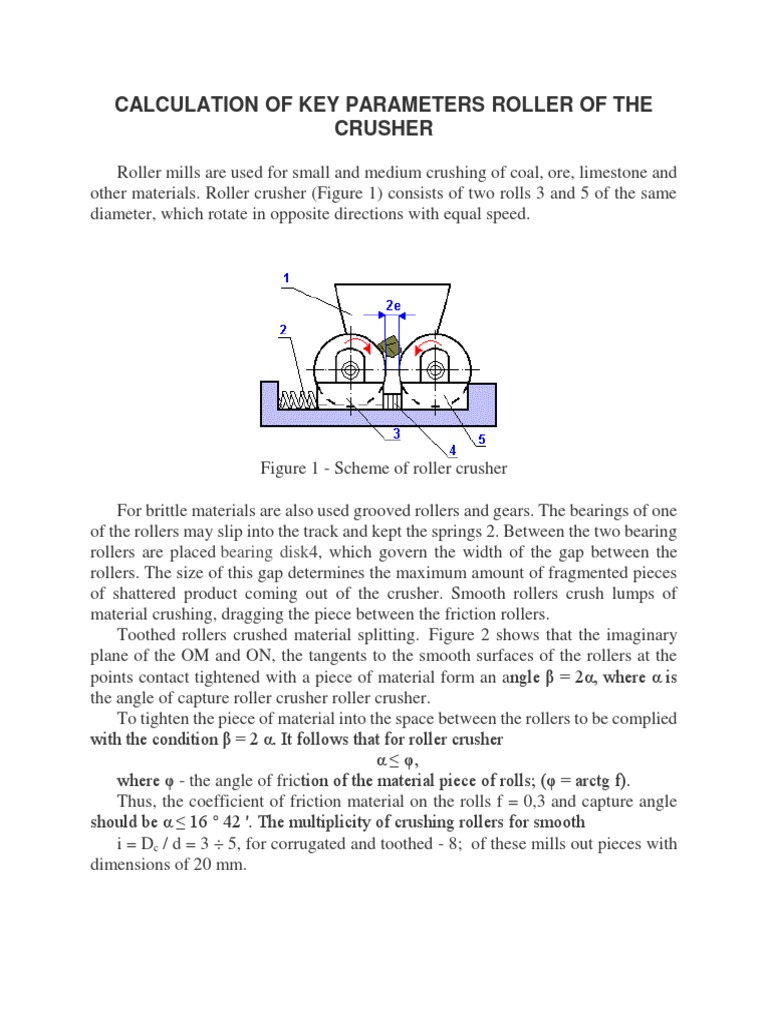 Calculation of Key Parameters Roller of The Crusher | PDF | Mill ...