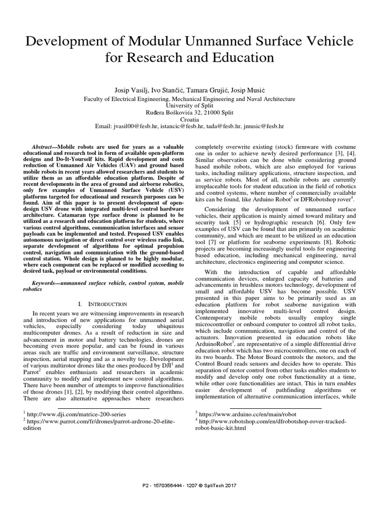 Development of Modular Unmanned Surface Vehicle For Research and ...