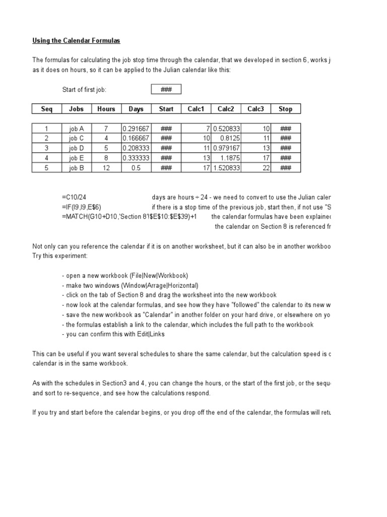Using Calender Formulaes | PDF | Computing And Information Technology ...