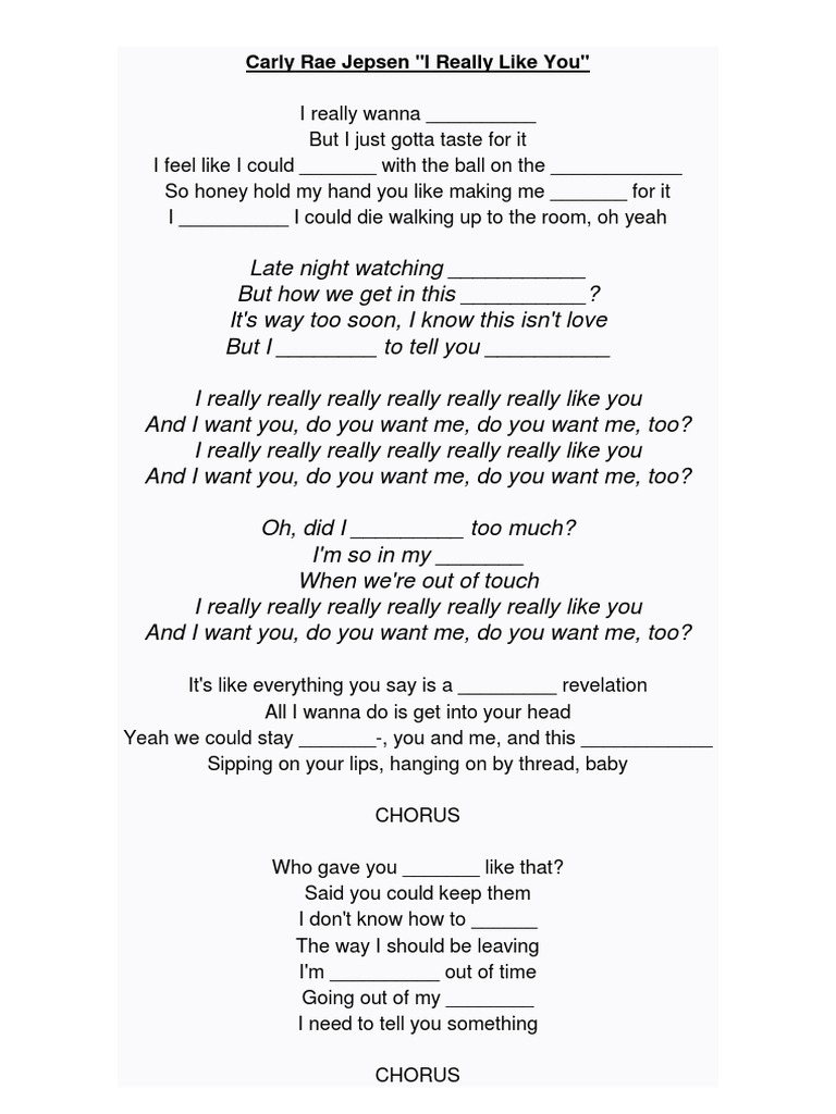 Carly Rae Jepsen "I Really Like You" | PDF