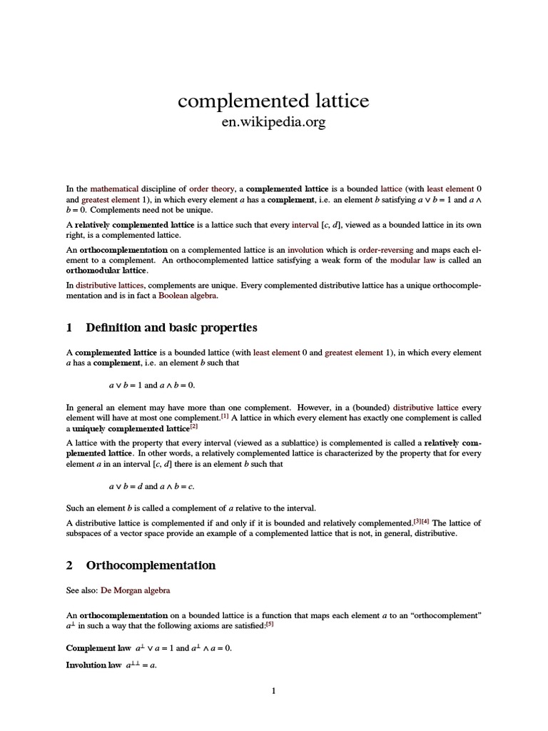 Complemented Lattice PDF | PDF | Abstract Algebra | Teaching Mathematics