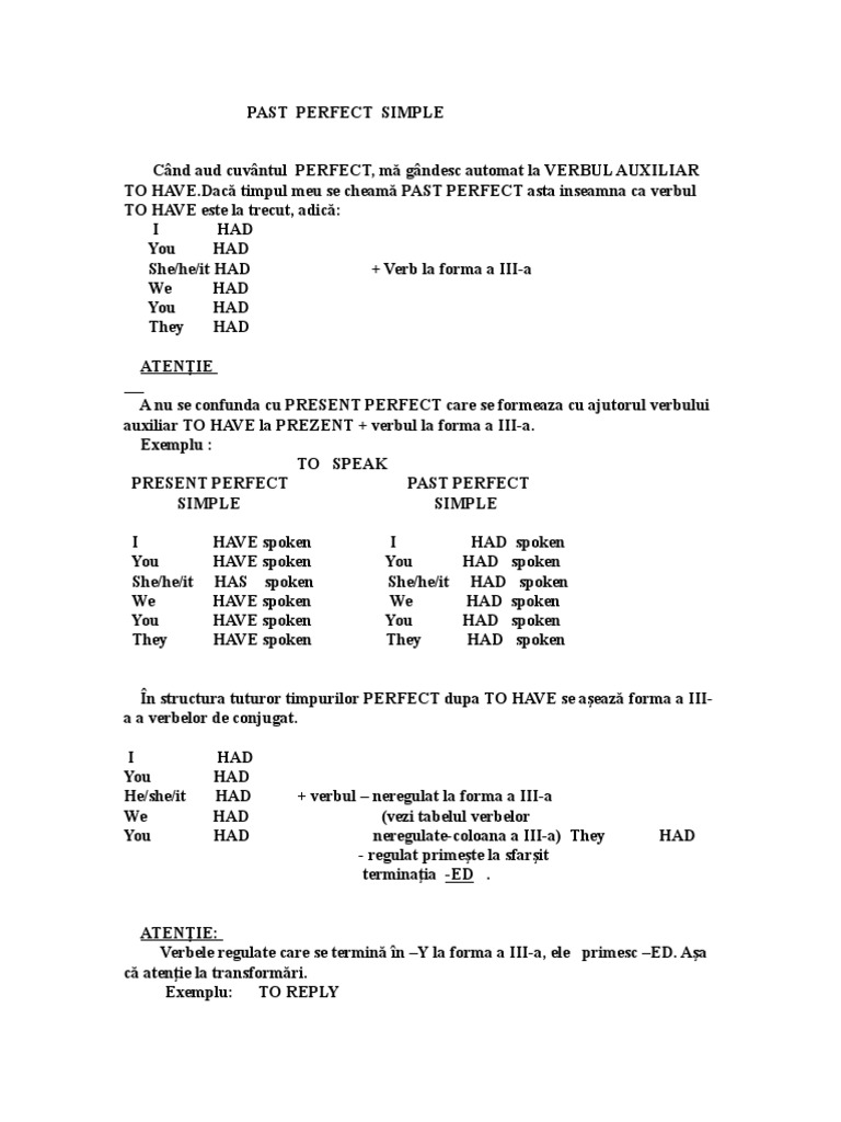 Past Perfect Simple | PDF | Grammar | Language Mechanics