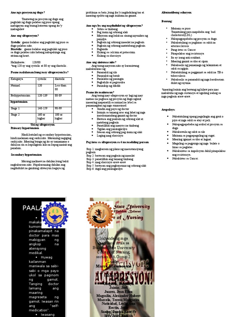 Pamphlet On Hypertension | PDF