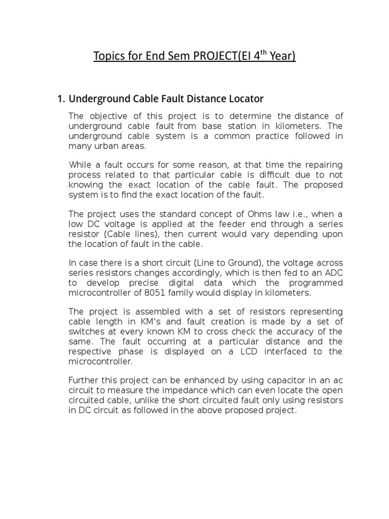 Topics For End Sem PROJECT | PDF | Electrical Network | Resistor