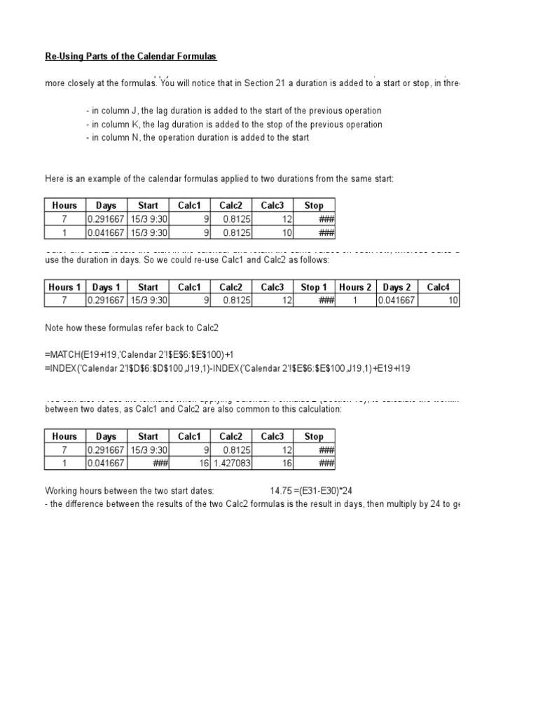 Re-Using Parts of The Calendar Formulas | PDF | Teaching Methods ...