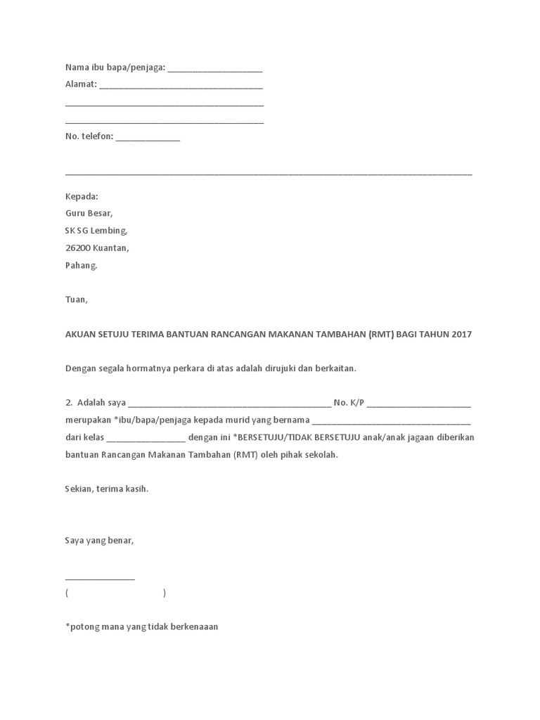Contoh Surat Akuan RMT | PDF | Karier & Perkembangan | Gaya Hidup