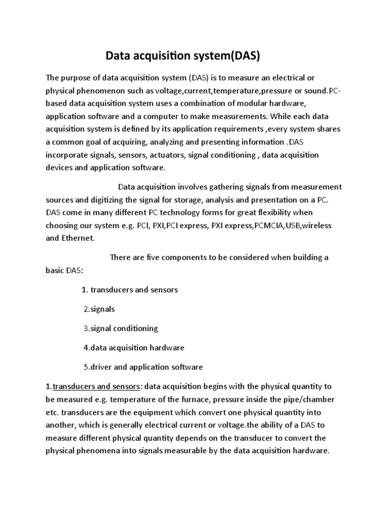 Overview of Data Acquisition Systems | PDF | Data Acquisition ...