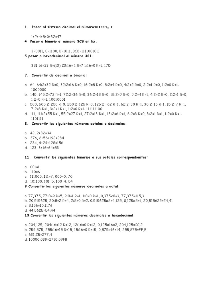 Conversion de Decimal A Binario | PDF