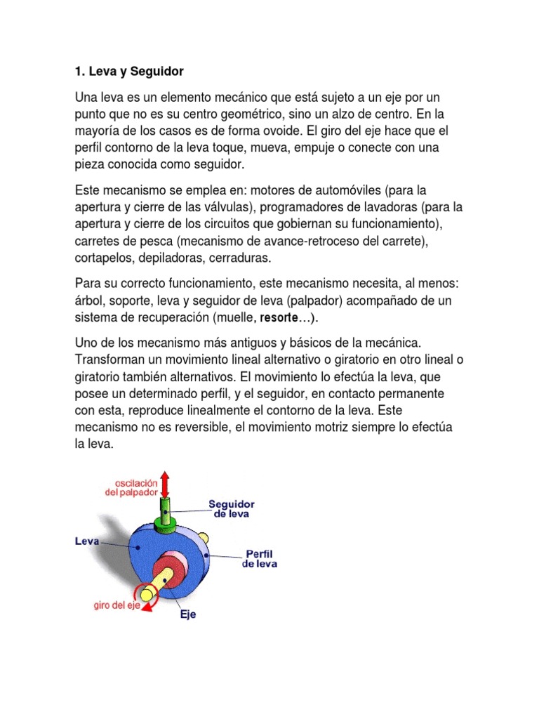 Trabajo Mecanismo Leva Seguidor Pdf Movimiento Física