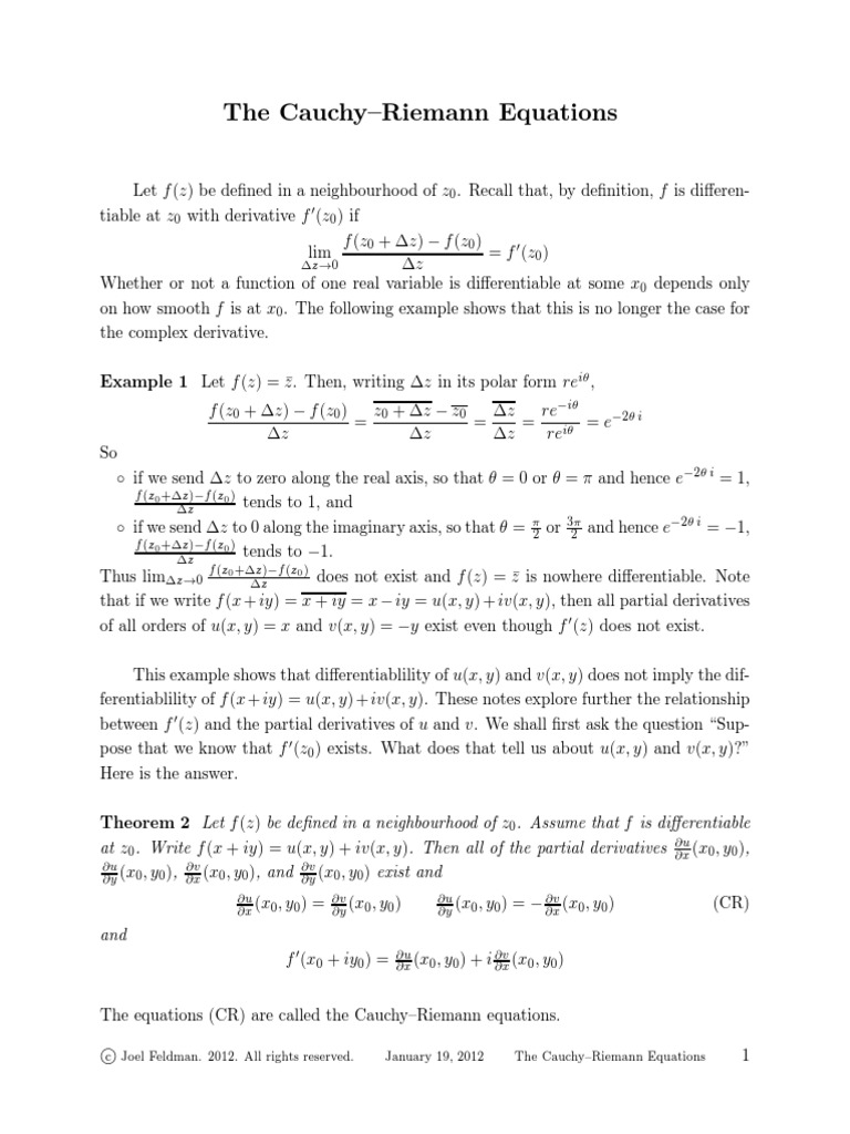 Cauchy Riemann | PDF | Mathematical Analysis | Complex Analysis