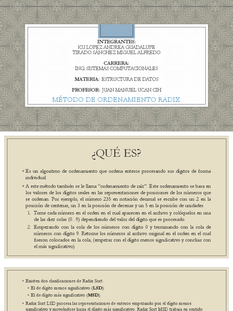 Método de Ordenamiento de RADIX | PDF | Matemáticas Aplicadas | Áreas ...