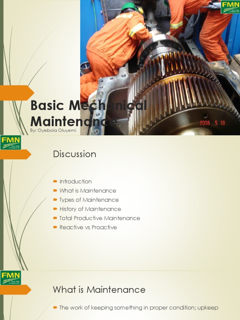 Basic Mechanical Maintenance | PDF | Reliability Engineering | Science ...