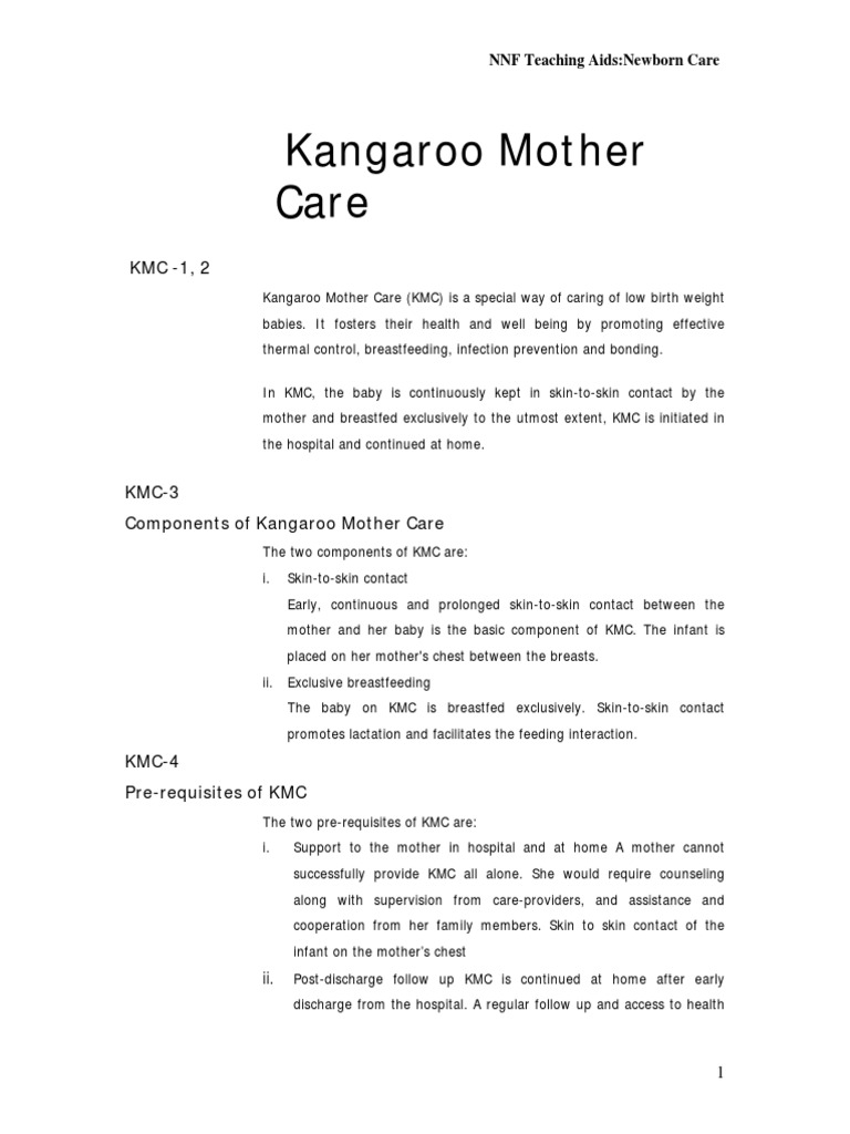KMC PDF | PDF | Breastfeeding | Health Care