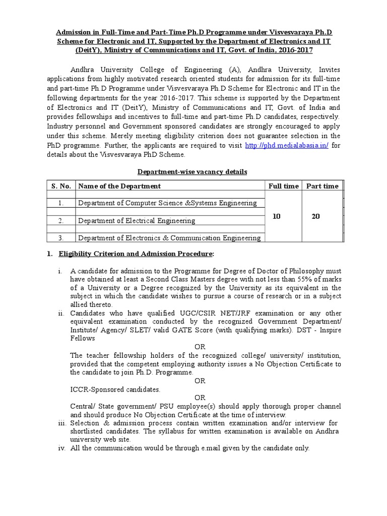 Advt Circular Visvesvaraya PHD Scheme | Download Free PDF | Doctor Of ...