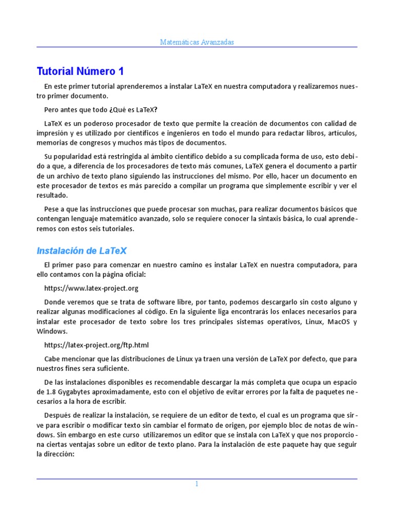 Tutorial 1 (Latex) PDF | PDF | Ingeniería Informática | Informática