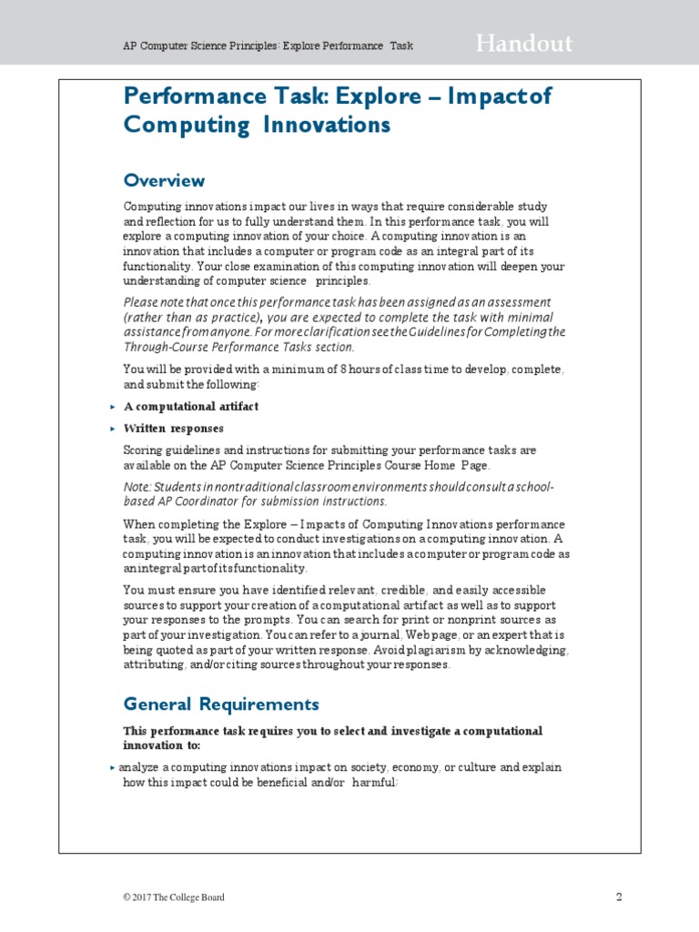 Explore Performance Task | PDF | Citation | Data