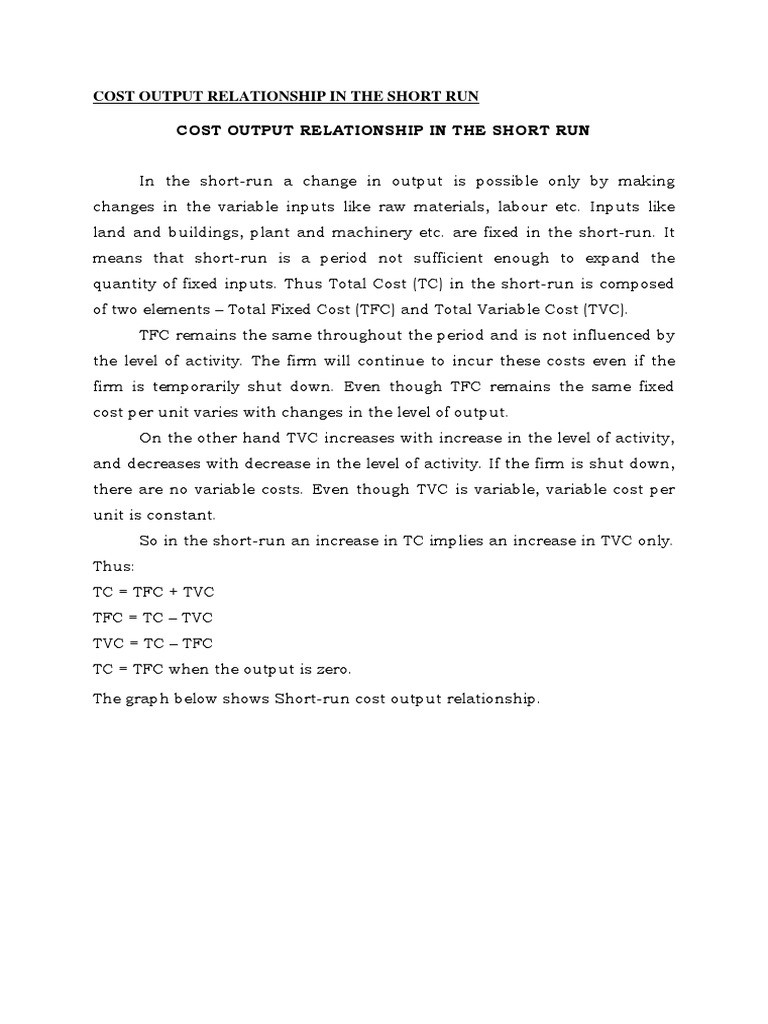Cost Output Relationship in The Short Run | PDF | Average Cost ...