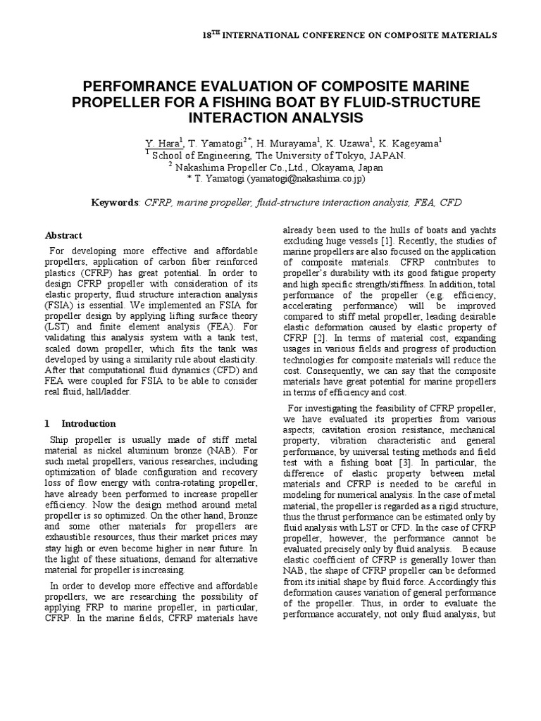 Cfd Fluid Structure Interaction Analysis Of Marine Propeller Pdf