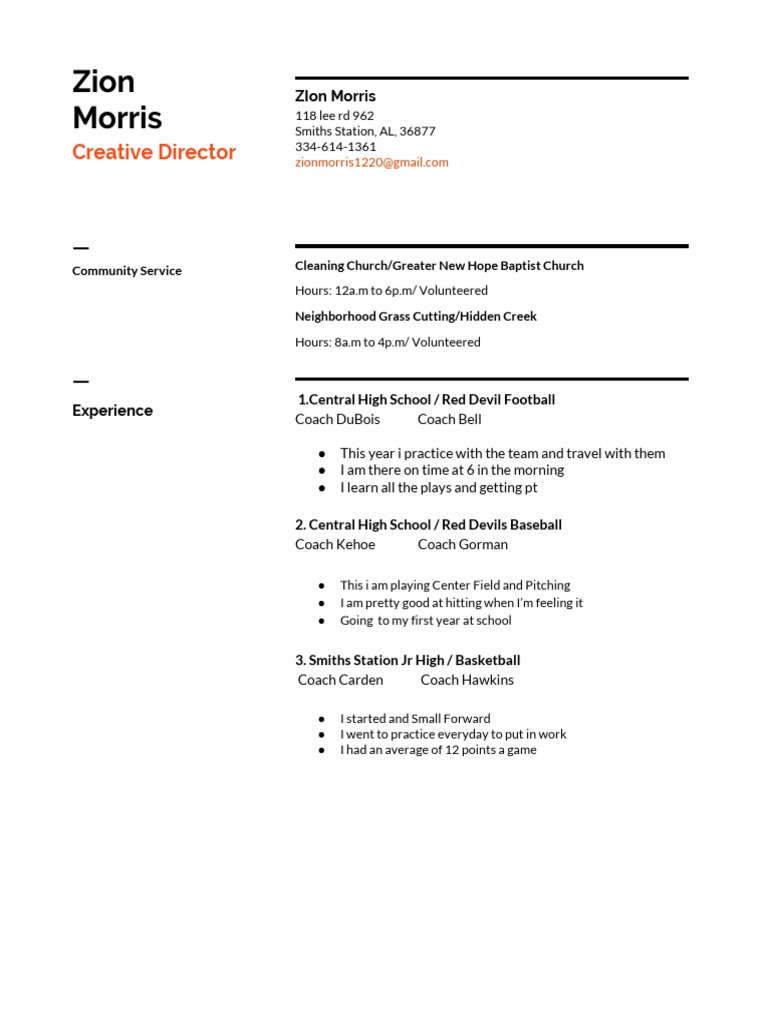 Zion Morris: Creative Director | PDF | Sports & Recreation