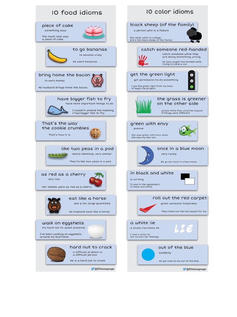 Food Color Idioms | PDF