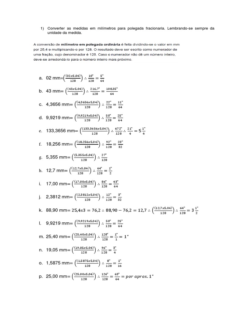 Converter As Medidas em Milímetros para Polegada Fracionaria | Duração