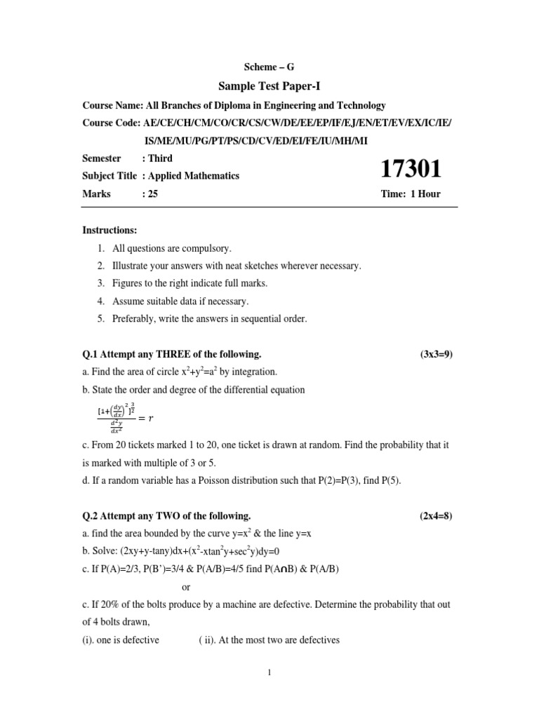 Ams Sample Question Paper | PDF | Curvature | Tangent