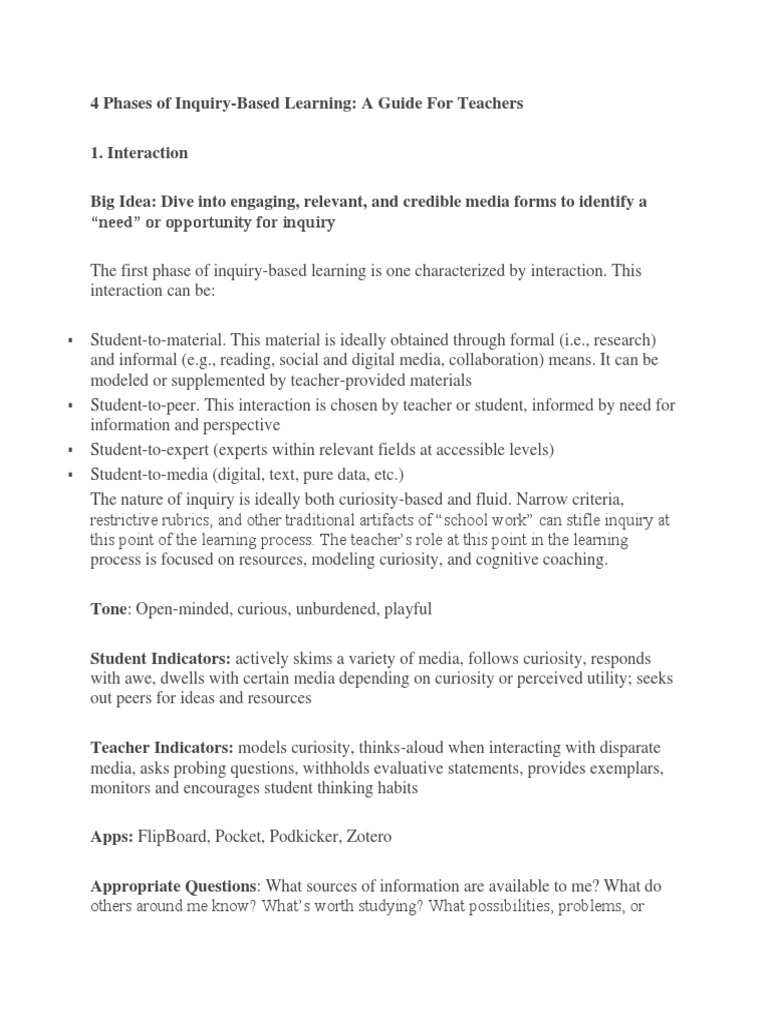 4 Phases of Inquiry | PDF | Inquiry Based Learning | Inquiry