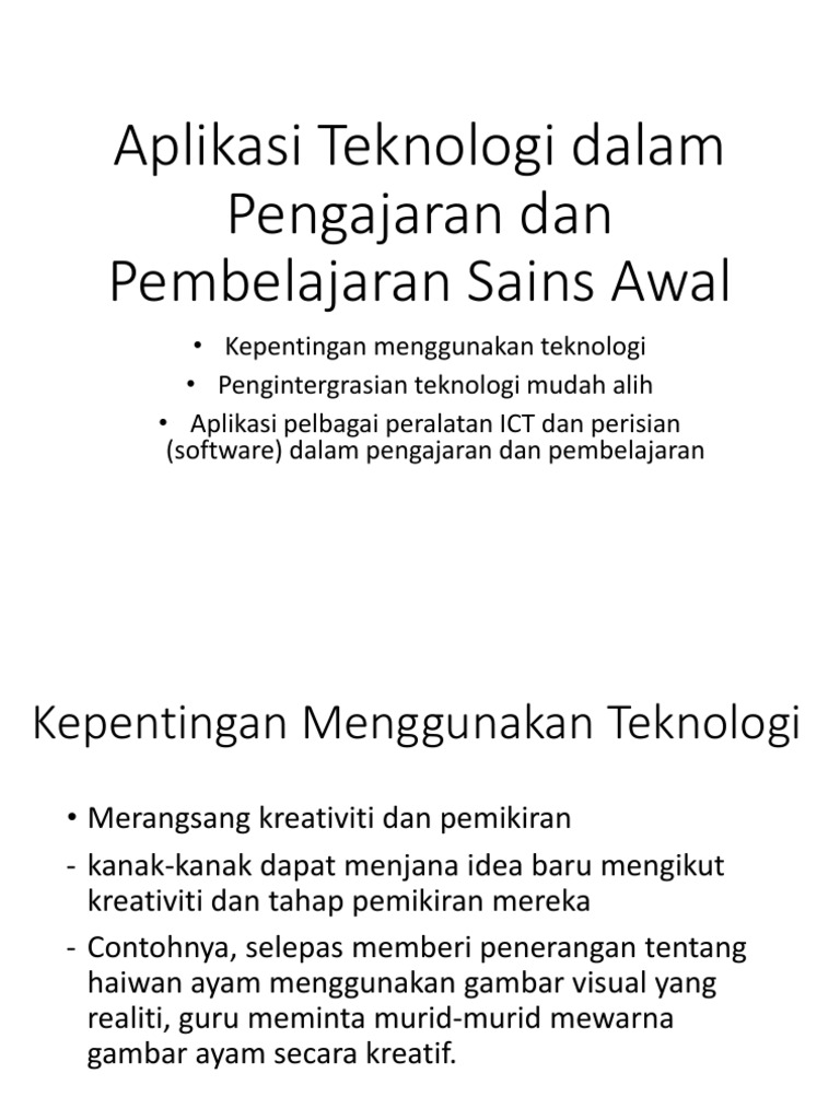 Aplikasi Teknologi Dalam PDP Sains Awal | PDF