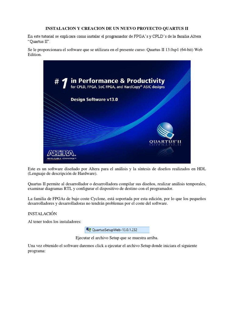 Guia Instalacion Quartus II | PDF | Programa de computadora | Programación