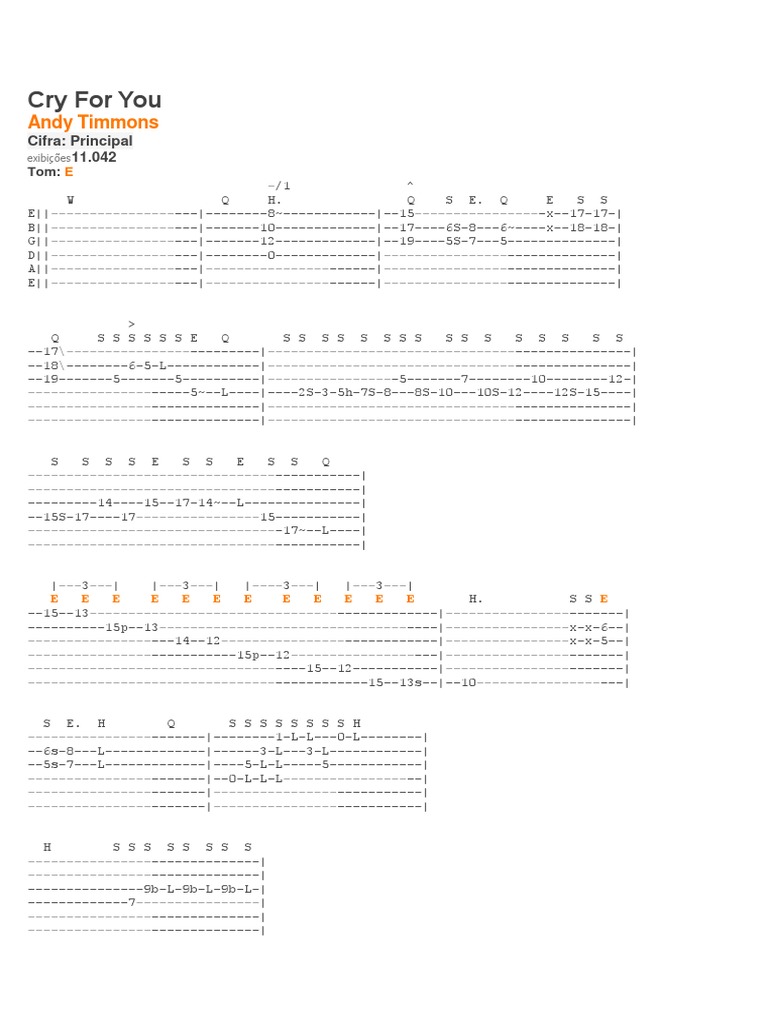Cry For You - Tab | PDF | Musical Compositions | European Musical ...