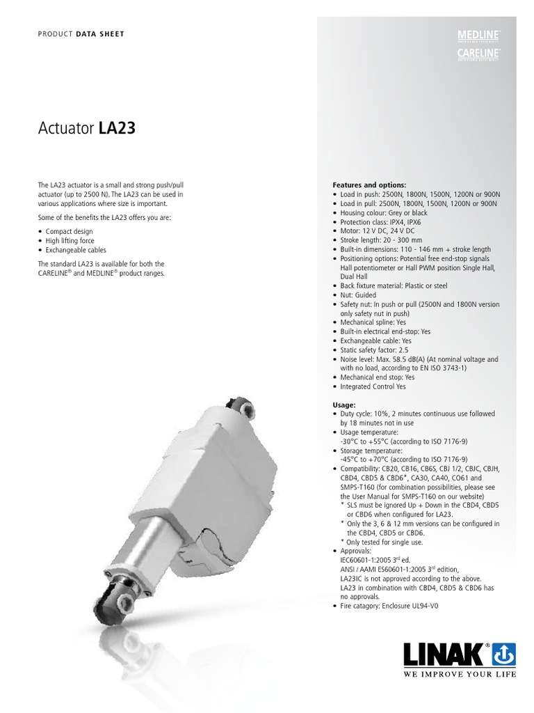 Linear Actuator La23 Data Sheet Eng | Actuator | Manufactured Goods