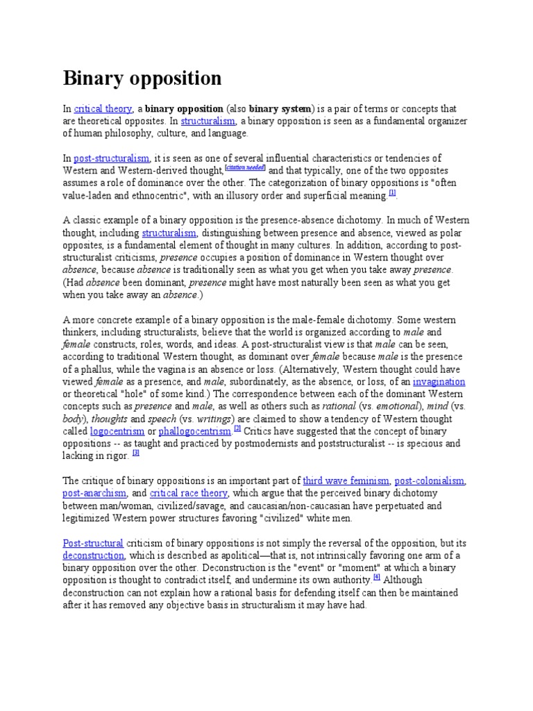 Binary Opposition | PDF | Theories Of Aesthetics | Frankfurt School