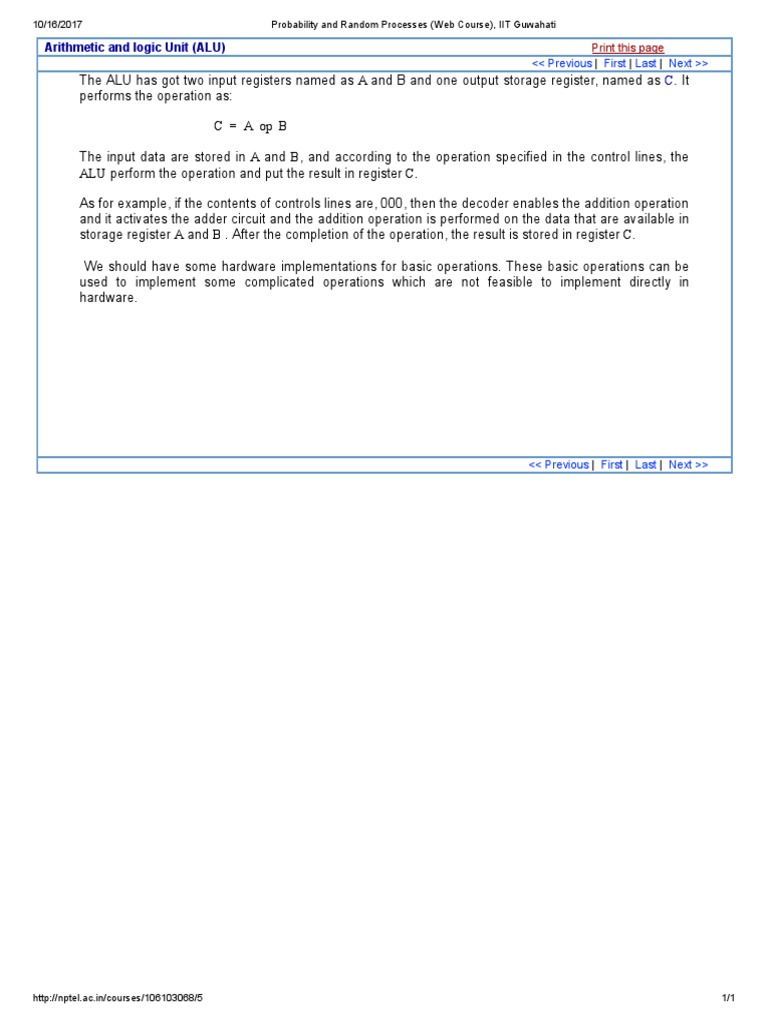 Arithmetic and Logic Unit (ALU) | PDF | Computer Engineering | Computer Hardware