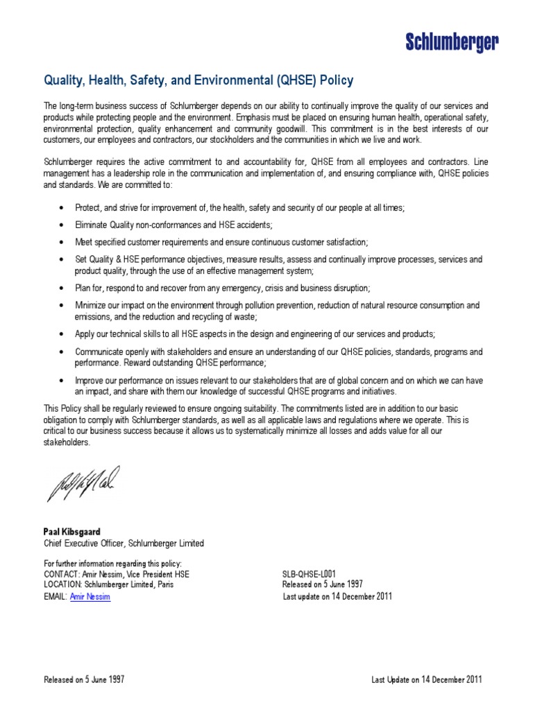 QHSE Policy | PDF | Safety | Stakeholder (Corporate)