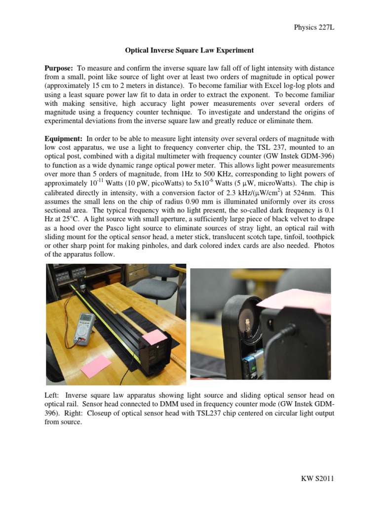 Inverse Square Law Light Experiment | PDF | Light | Power Law