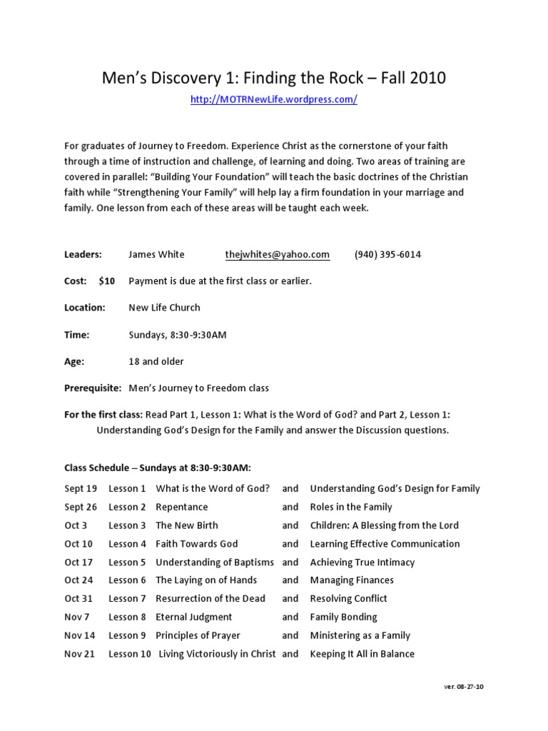 Men's Discovery: Faith & Family Training | PDF | Religion & Spirituality